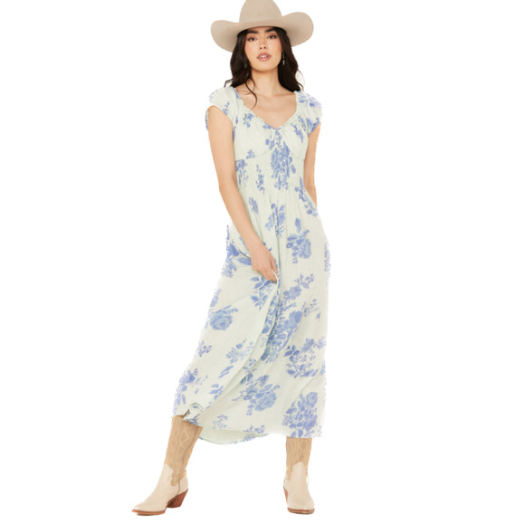 Free People | Dresses | Free People Womens Blue Forget Me Not Midi ...